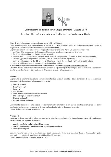 Sessione 06/2010 livello A2