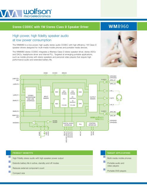 WM8960 Product Flyer - Wolfson Microelectronics plc