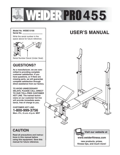 webe13100 - weider pro 455 - Fitness Equipment