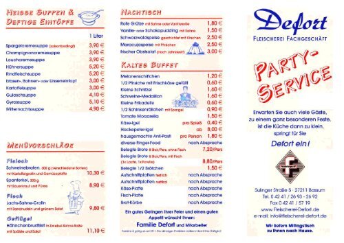 Unser Partyservice-Flyer - Fleischerei Defort