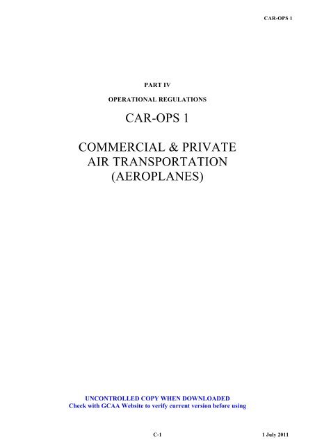 CAR-OPS 1 COMMERCIAL & PRIVATE AIR TRANSPORTATION ...
