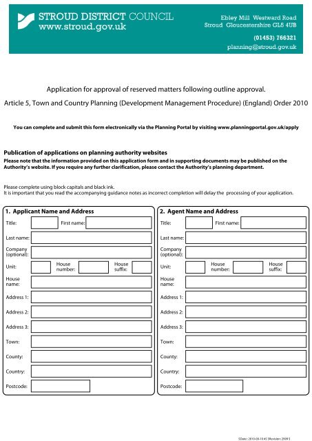Application for approval of reserved matters following outline ...