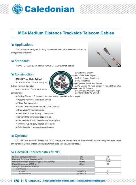 MD4 Medium Distance Trackside Telecom Cables