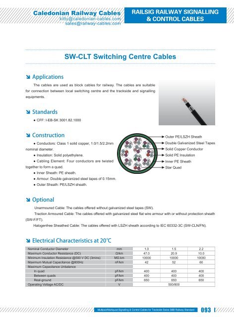 SW-CLT Switching Centre Cables