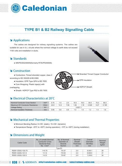 TYPE B1 & B2 Railway Signalling Cable