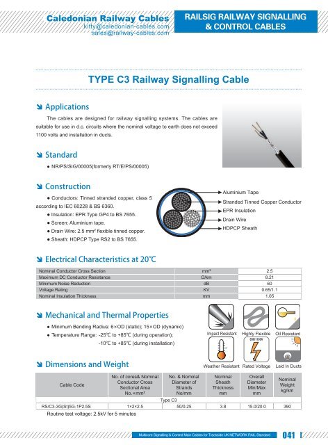 TYPE C3 Railway Signalling Cable