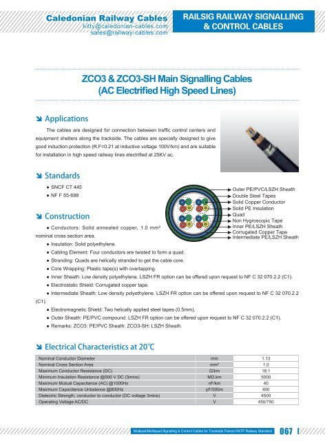 ZCO3 & ZCO3-SH Main Signalling Cables (AC Electrified High Speed Lines)