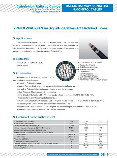 ZPAU & ZPAU-SH Main Signalling Cables (AC Electrified Lines)