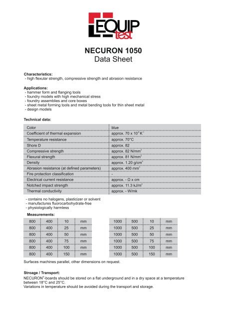 NECURON 1050 Data Sheet - Equip-Test