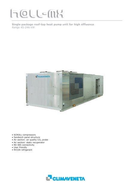 Single package roof-top heat pump unit for high effluence Range 45 ...