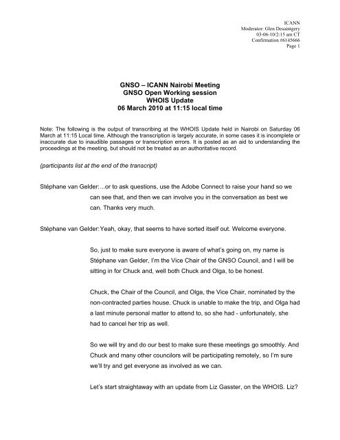 WHOIS Update - Preview - icann