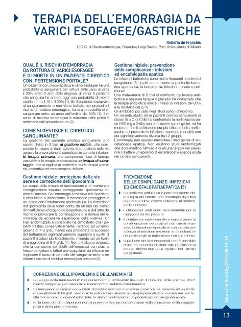 terapia dell'emorragia da varici esofagee/gastriche - Sied