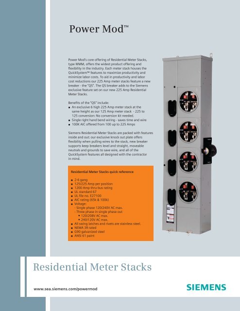 Power Mod Residential Meter Stacks Features - Siemens