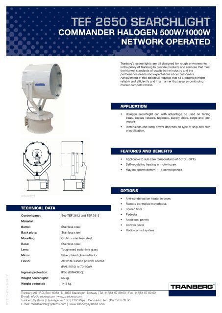 Datasheet - Tranberg