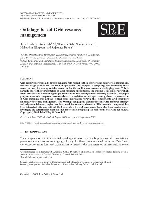 Ontology-based Grid resource management - Rajkumar Buyya