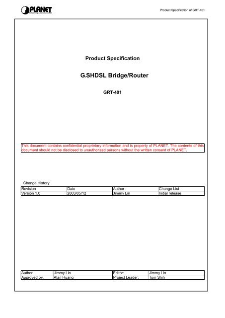 G.SHDSL Bridge/Router - Planet