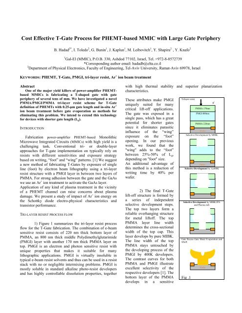 Cost Effective T-Gate Process for PHEMT-based ... - CS Mantech