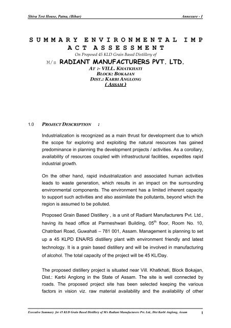 executive summary - Pollution Control Board, Assam