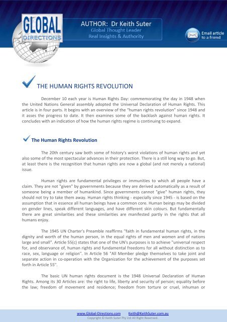 THE HUMAN RIGHTS REVOLUTION - Global Directions
