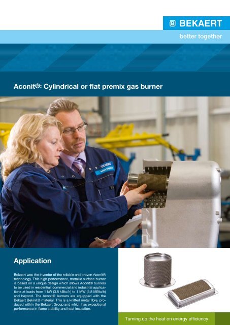 AconitÂ®: Cylindrical or flat premix gas burner Application - Bekaert