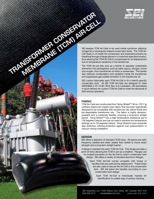 transformer conservator m embrane (tcm ) air-cell - SEI Industries Ltd.