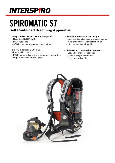 SPIROMATIC S7 Self Contained Breathing Apparatus - Interspiro