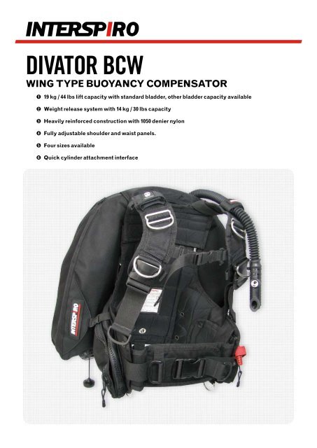 divator bcw wing type buoyancy compensator - Interspiro
