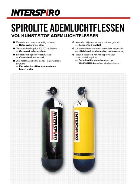 SPIROLITE ADEMLUCHTFLESSEN VOL KUNSTSTOF - Interspiro