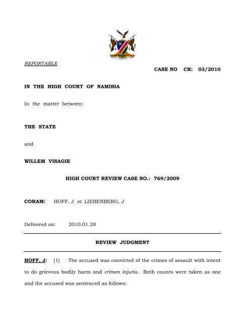 the state vs willem visagie.pdf - Superior Courts of Namibia