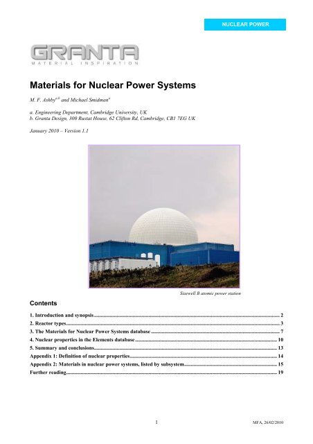 Materials for Nuclear Power Systems - Granta Design