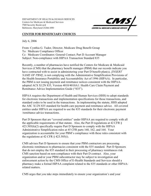 See the CMS letter - NHIA