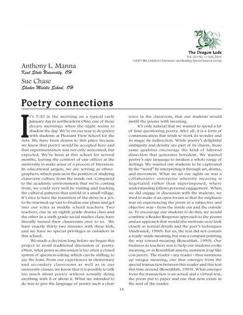 Poetry connections - Department of Reading and Language Arts