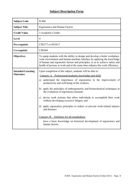 IC406-Ergonomics and Human Factors