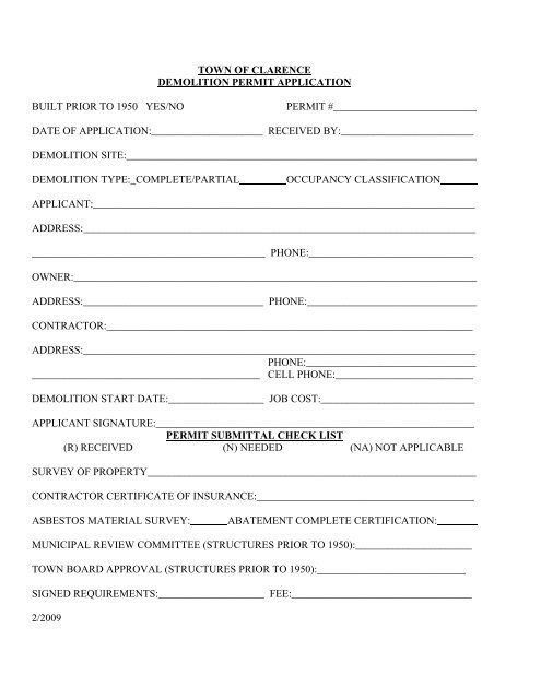 Demolition Permit Application - Erie County