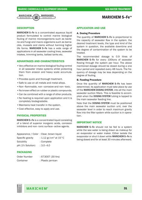 MARICHEM Sâ Feâ ¢ - HMOSC