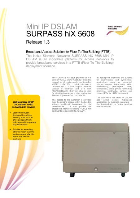 Mini IP DSLAM SURPASS hiX 5608