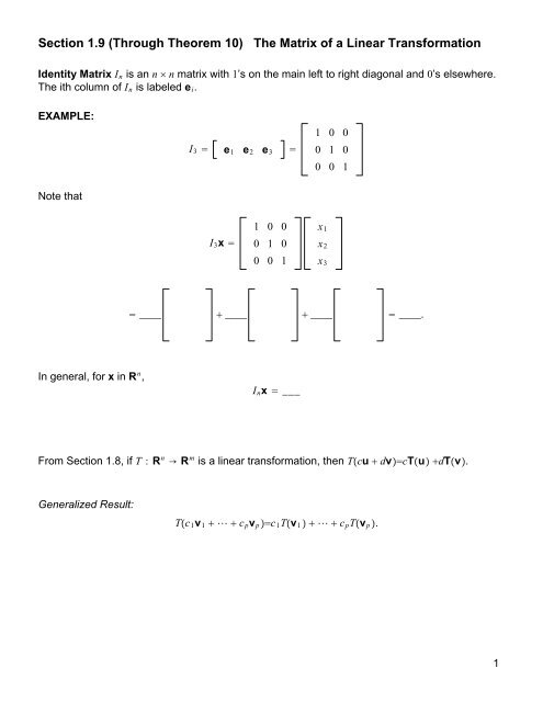 The Matrix of a Linear Transformation