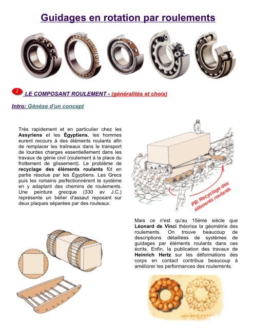 Guidages en rotation par roulements