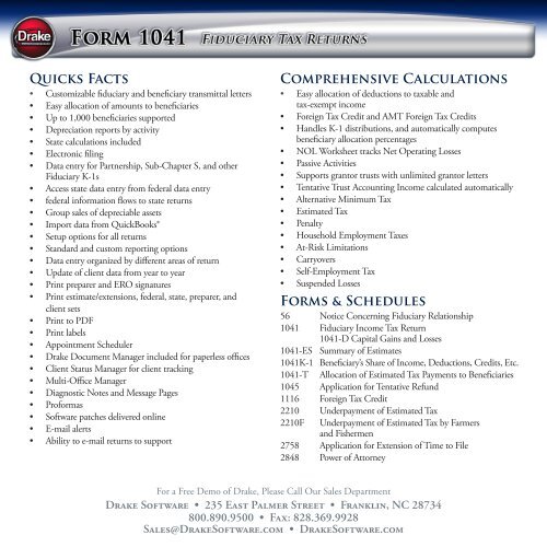 Quicks Facts Comprehensive Calculations Forms ... - Drake Software