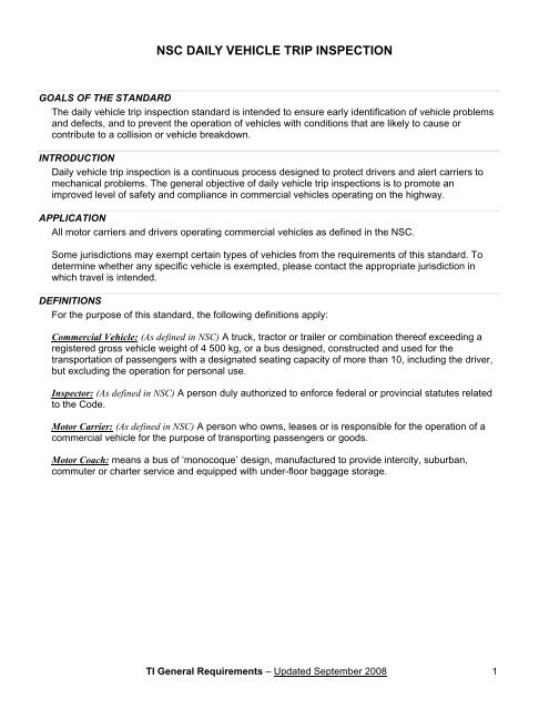 nsc daily vehicle trip inspection - Government of Nova Scotia