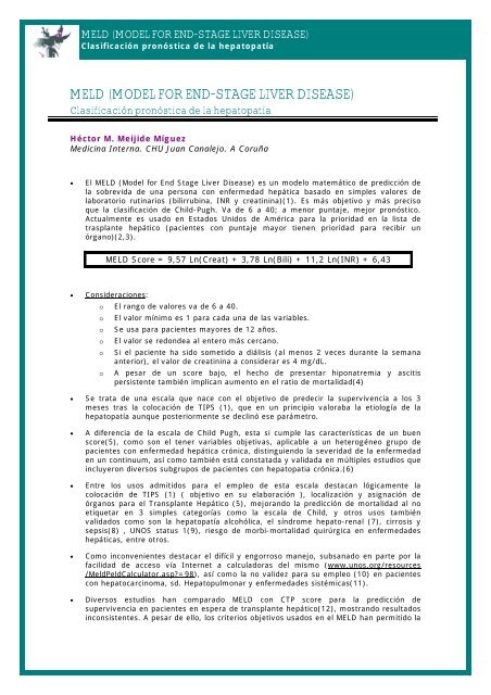 MELD (MODEL FOR END-STAGE LIVER DISEASE)