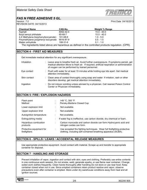Material Safety Data Shee