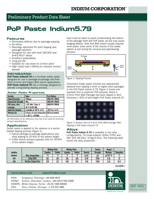 PoP Paste Indium5.79 - Air-Vac