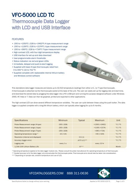 VFC-5000 LCD TC - VFC Dataloggers