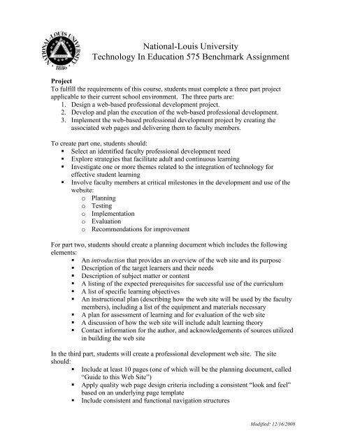 benchmark assignment description and rubric - CUIPâ In the Schools
