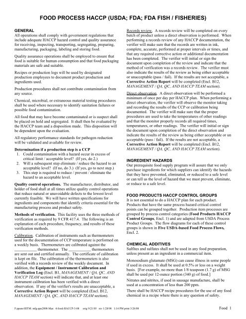 PREREQUISITE (HACCP) PROGRAM