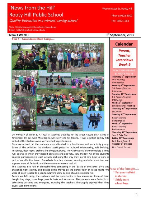 News from the Hill 3rd September 2013 - Rooty Hill Public School