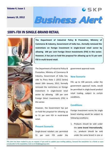 100% fdi in single brand retail