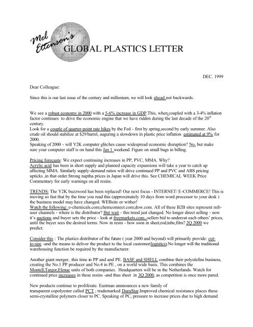 Plastics Newsletter – The Global Plastics - The Global Plastics Letter