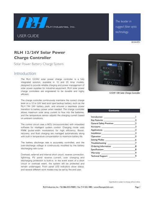 RLH 12/24V Solar Power Charge Controller - RLH Industries Inc ...